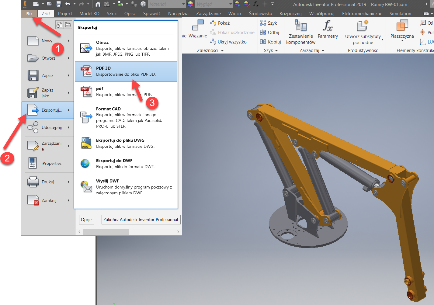 Generowanie plików PDF 3D w Autodesk Inventor
