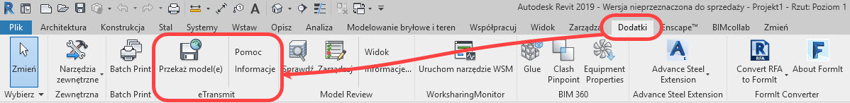 eTransmit-przygotowanie pakietu plików projektu Revit